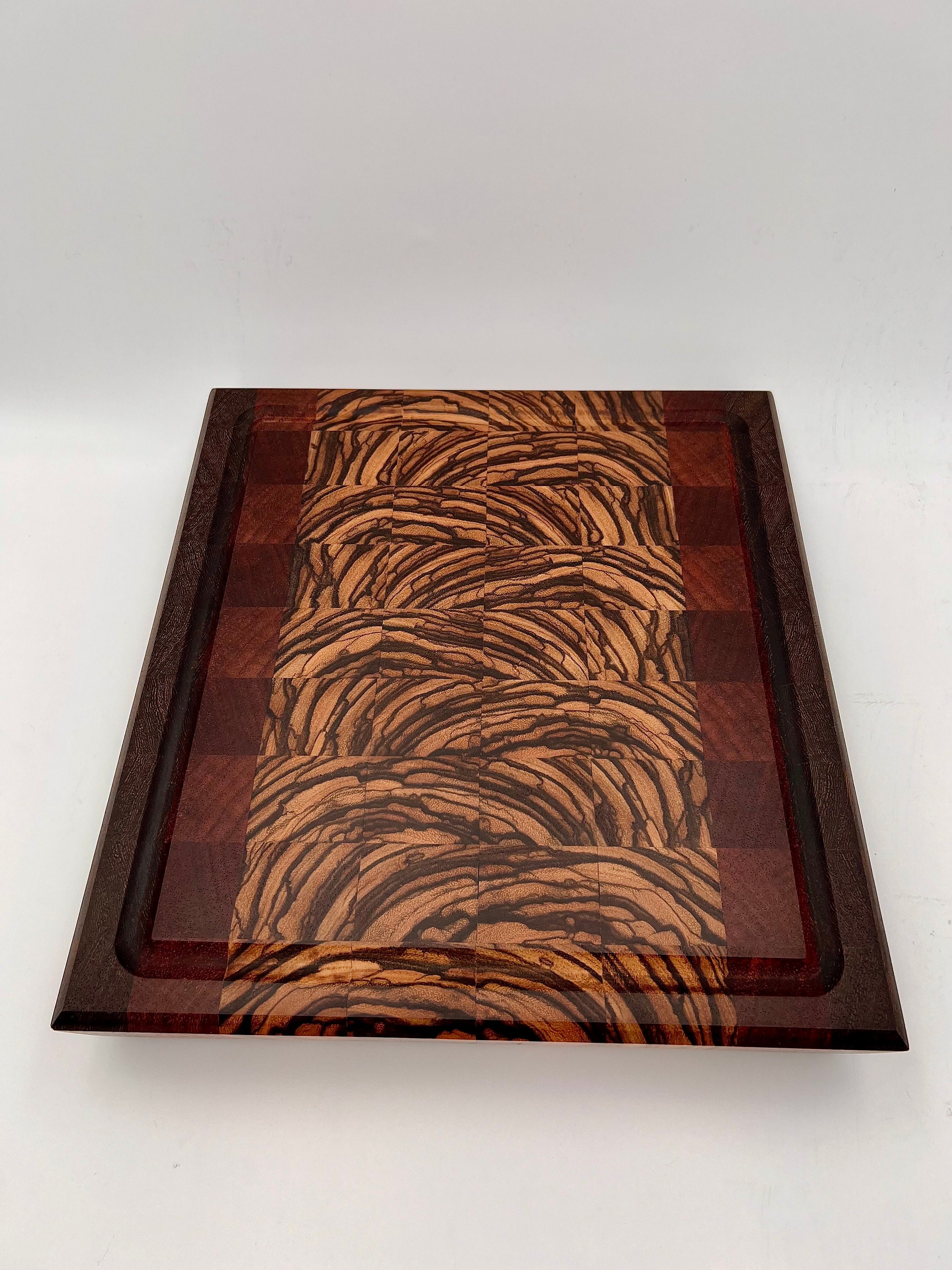 Custom Zebra, Padauk, and Wenge Wood End Grain Cutting Board With Juice ...