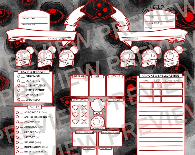 Eyes in the Dark Character Sheet dnd5e - Etsy