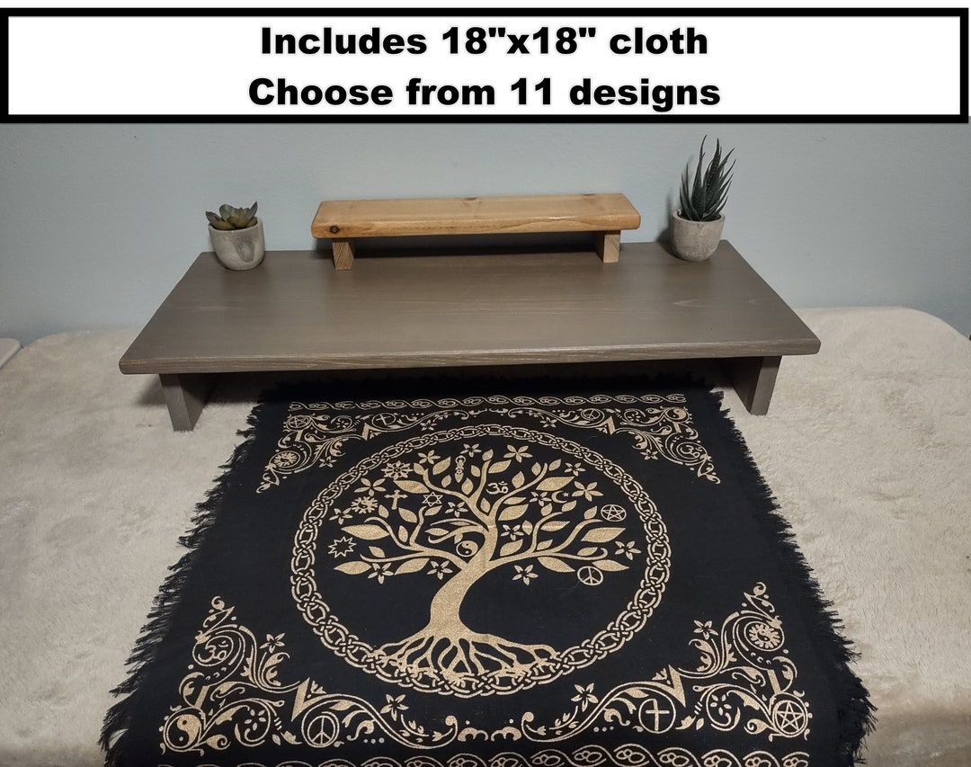 Size XL: 2 Altar Set With Altar Cloth, Spiritual, Meditation, Wood ...