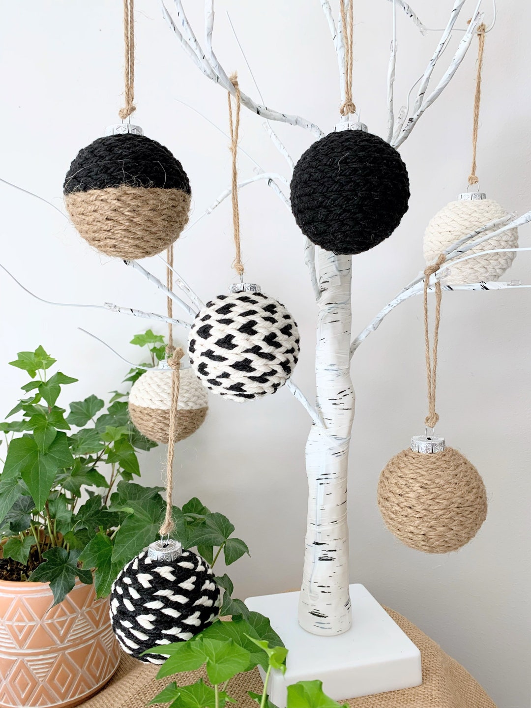 Macrame Ball Christmas Ornaments / Cotton Jute Sphere Ornaments - Etsy