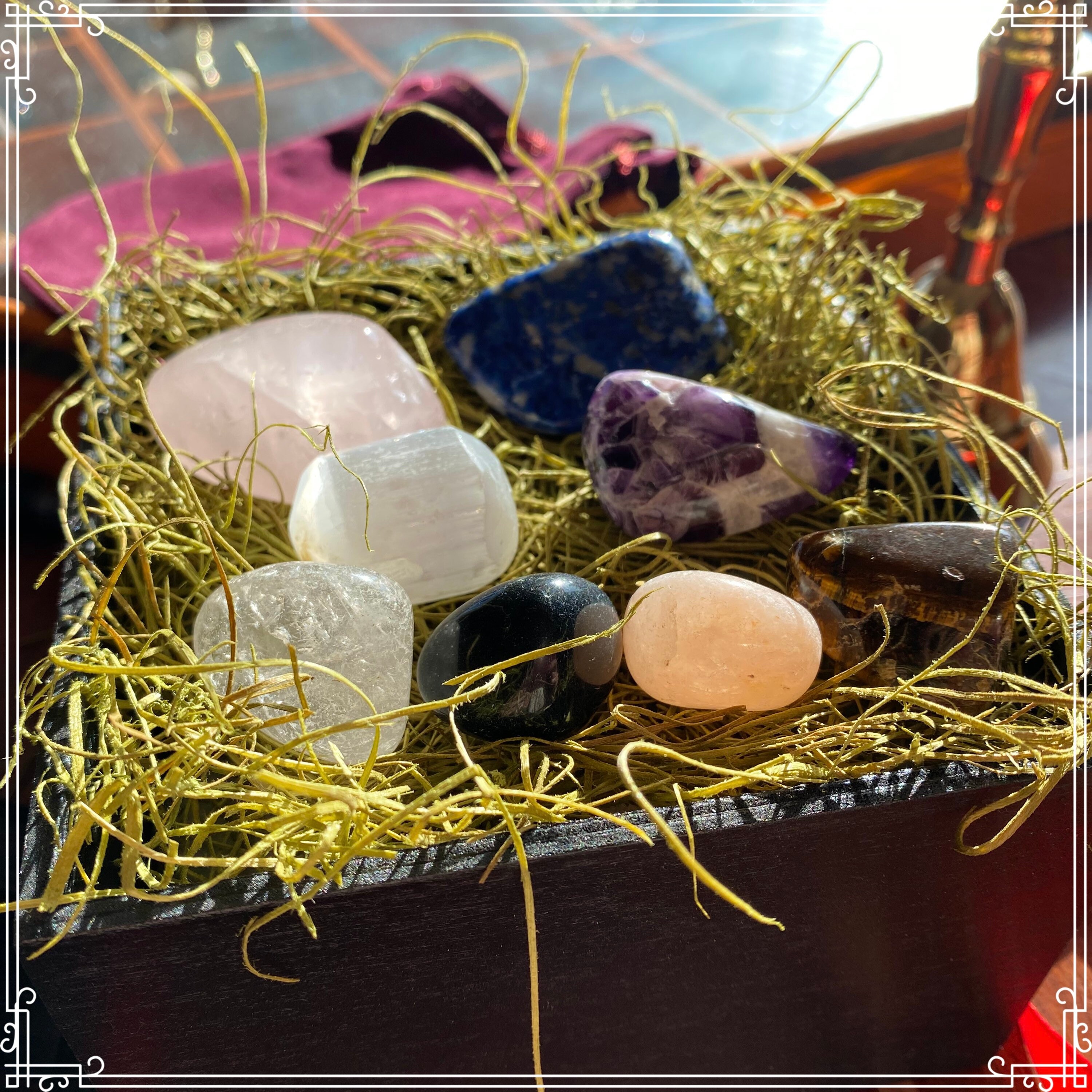 Crystal Gift Set Starter Kit Tumbled Stone Wooden - Etsy