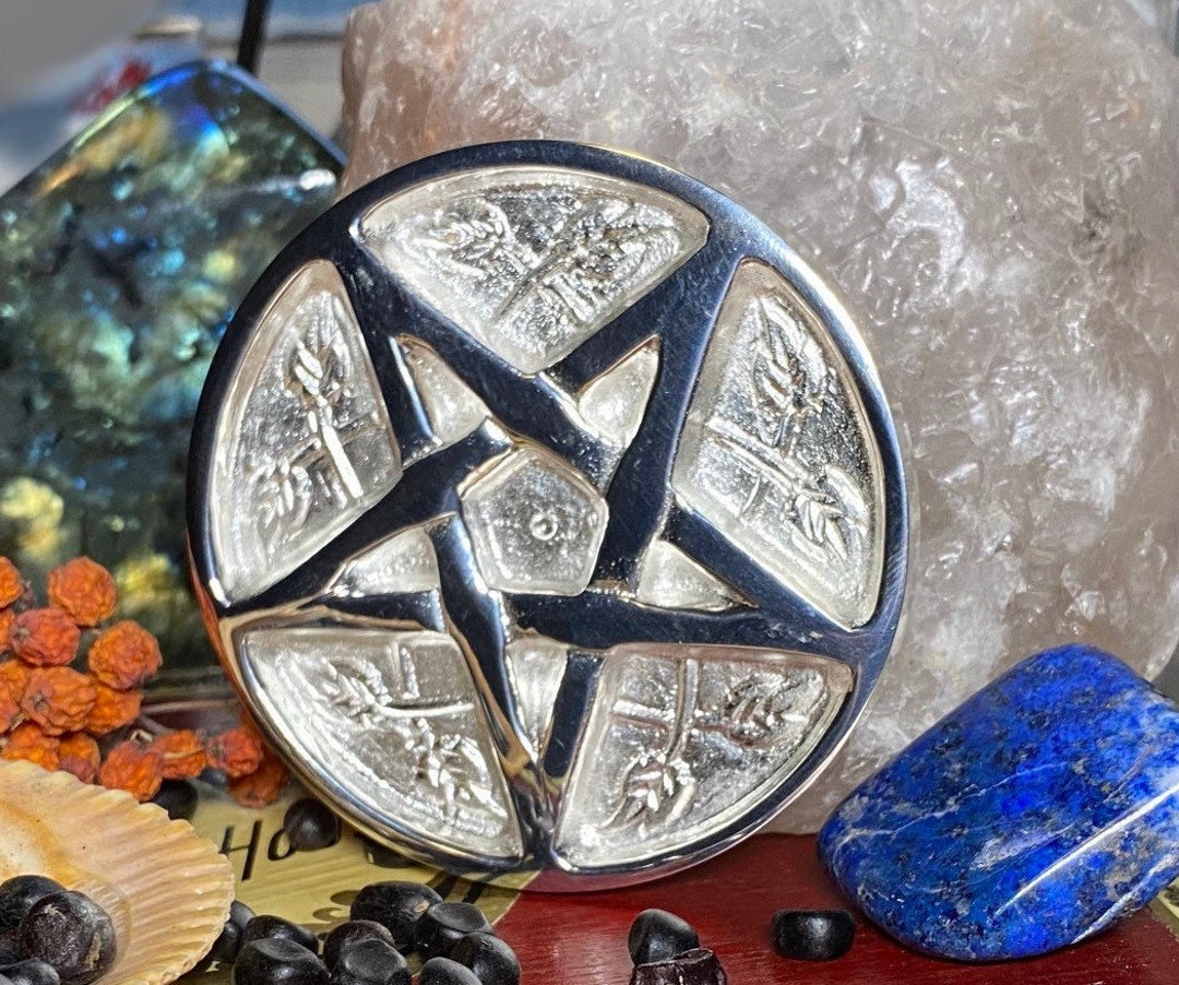 Silver Plated Pentacle Altar Tile, Solid Metal, Wicca, Witchcraft Altar ...