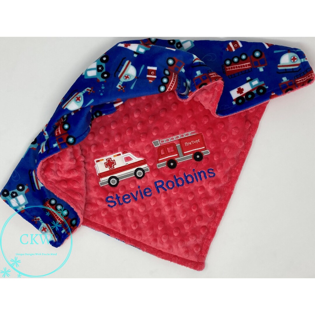 Personalized EMS Baby Blanket, Embroidered Ambulance Birth Stats ...
