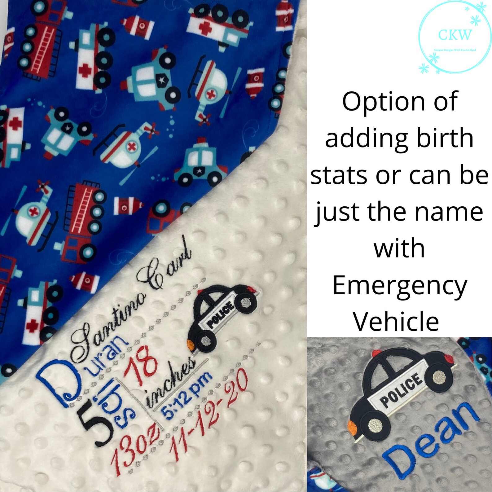 Personalized EMT Baby Blanket Embroidered Ambulance Birth | Etsy