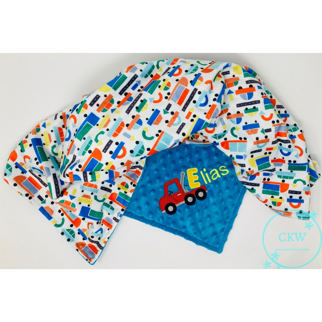 Personalized Minky Cars & Trucks Baby Blanket,Tow Truck Baby Shower ...