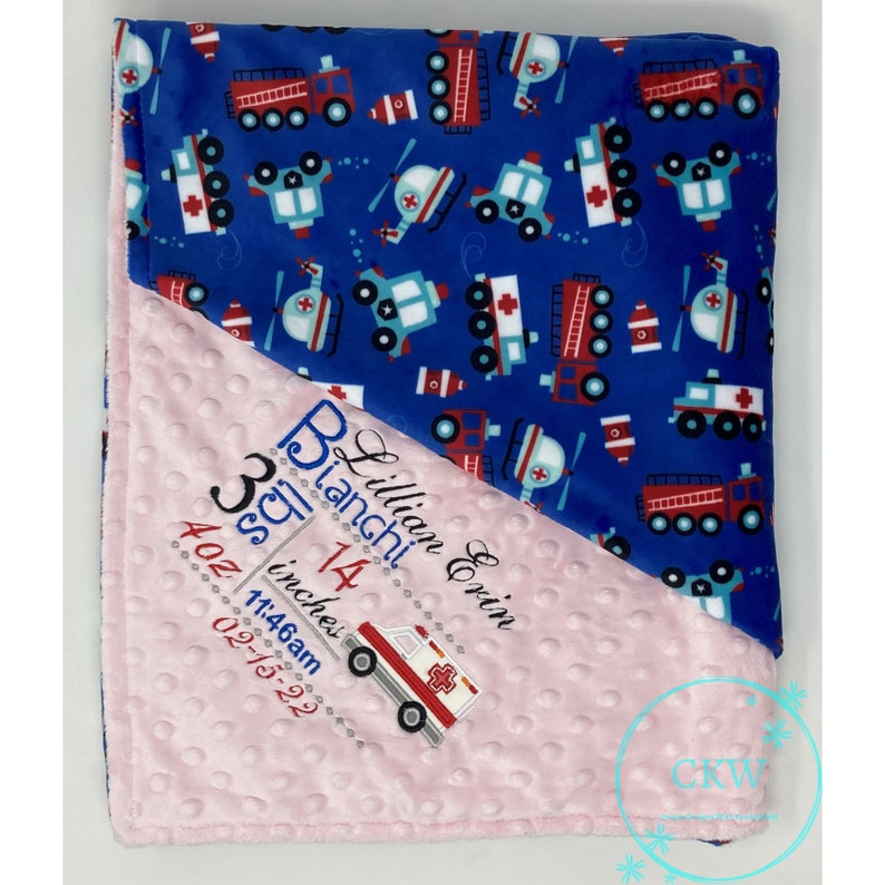 Personalized EMS Baby Blanket Embroidered Ambulance Birth - Etsy