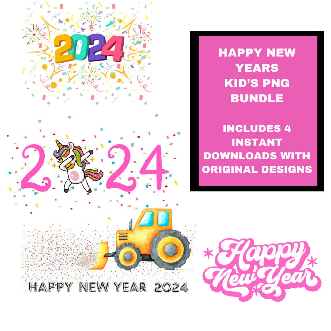 Kid's Bundle Happy New Year PNG Designs Instant Download for Boys and ...