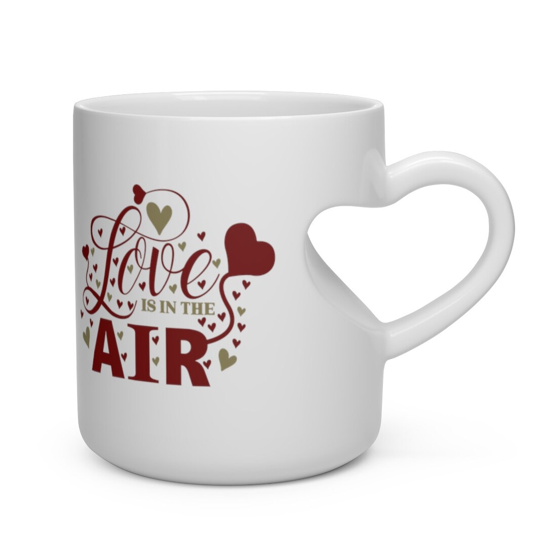 Ceramic Mug Heart Shaped Handle Mug 11oz Mug Coffee Latte - Etsy