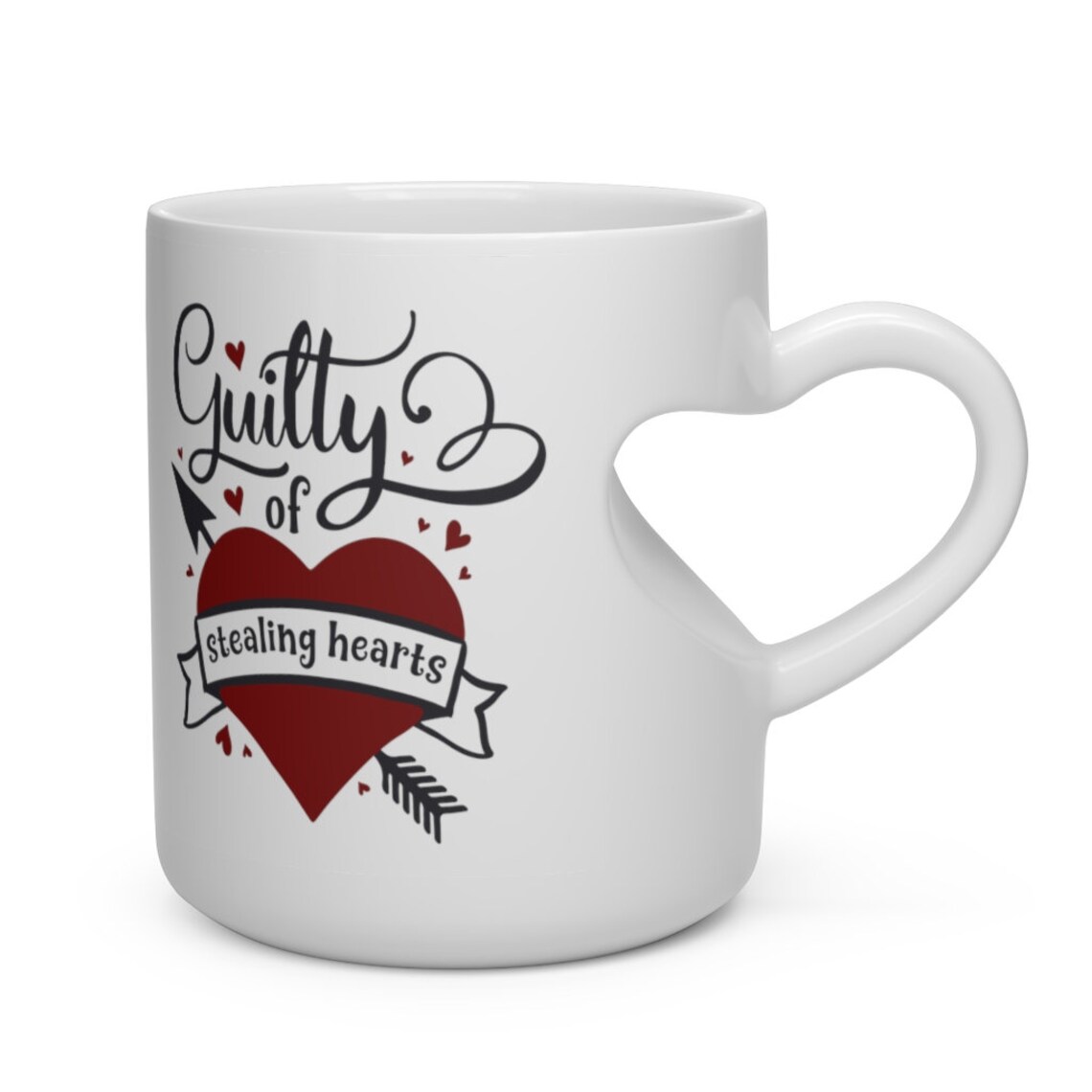 Ceramic Mug Heart Shaped Handle Mug 11oz Mug Latte Hot Etsy