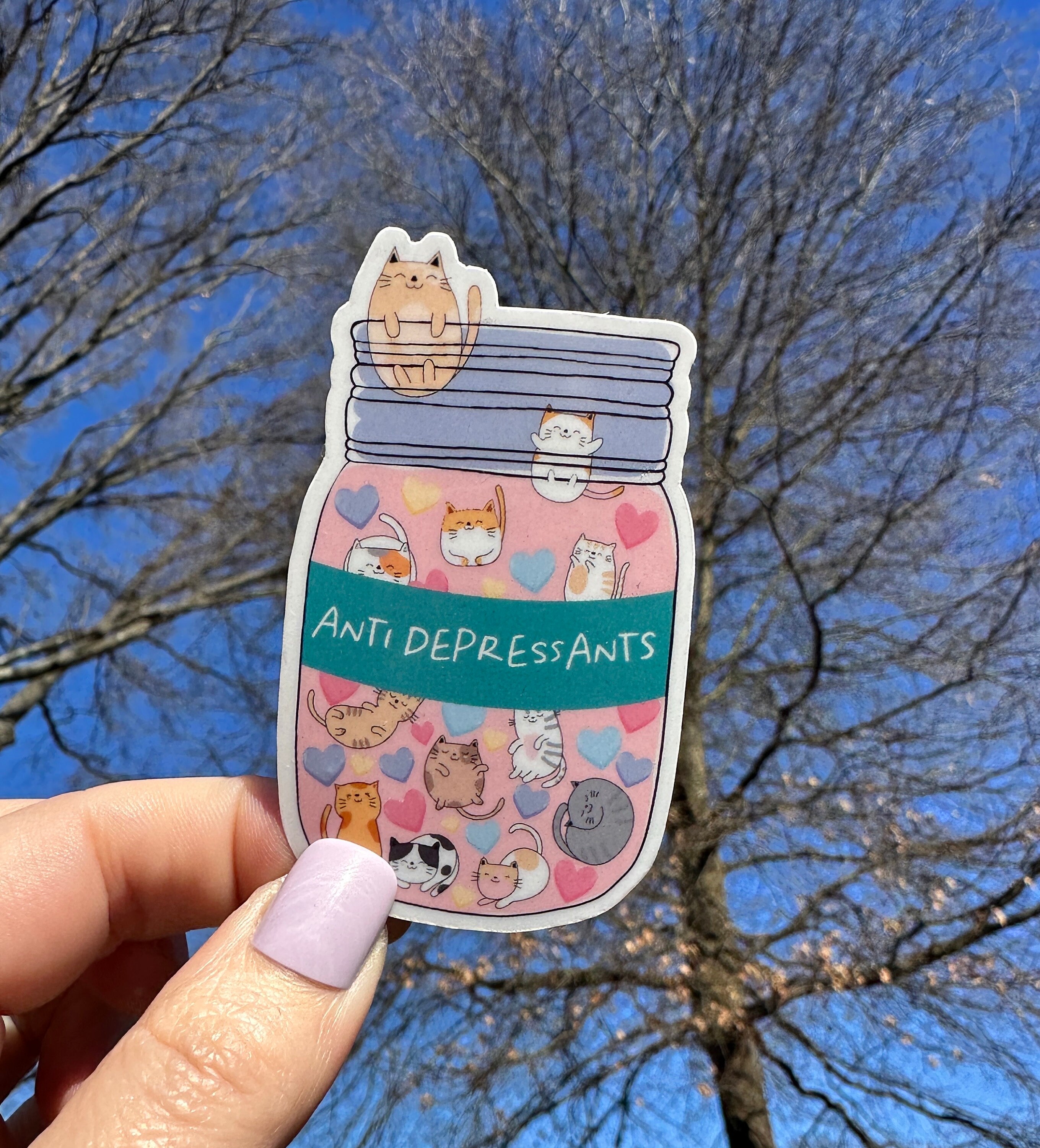 Cute Cat Mom Antidepressant Sticker, Self Care Gift, Water Bottle ...