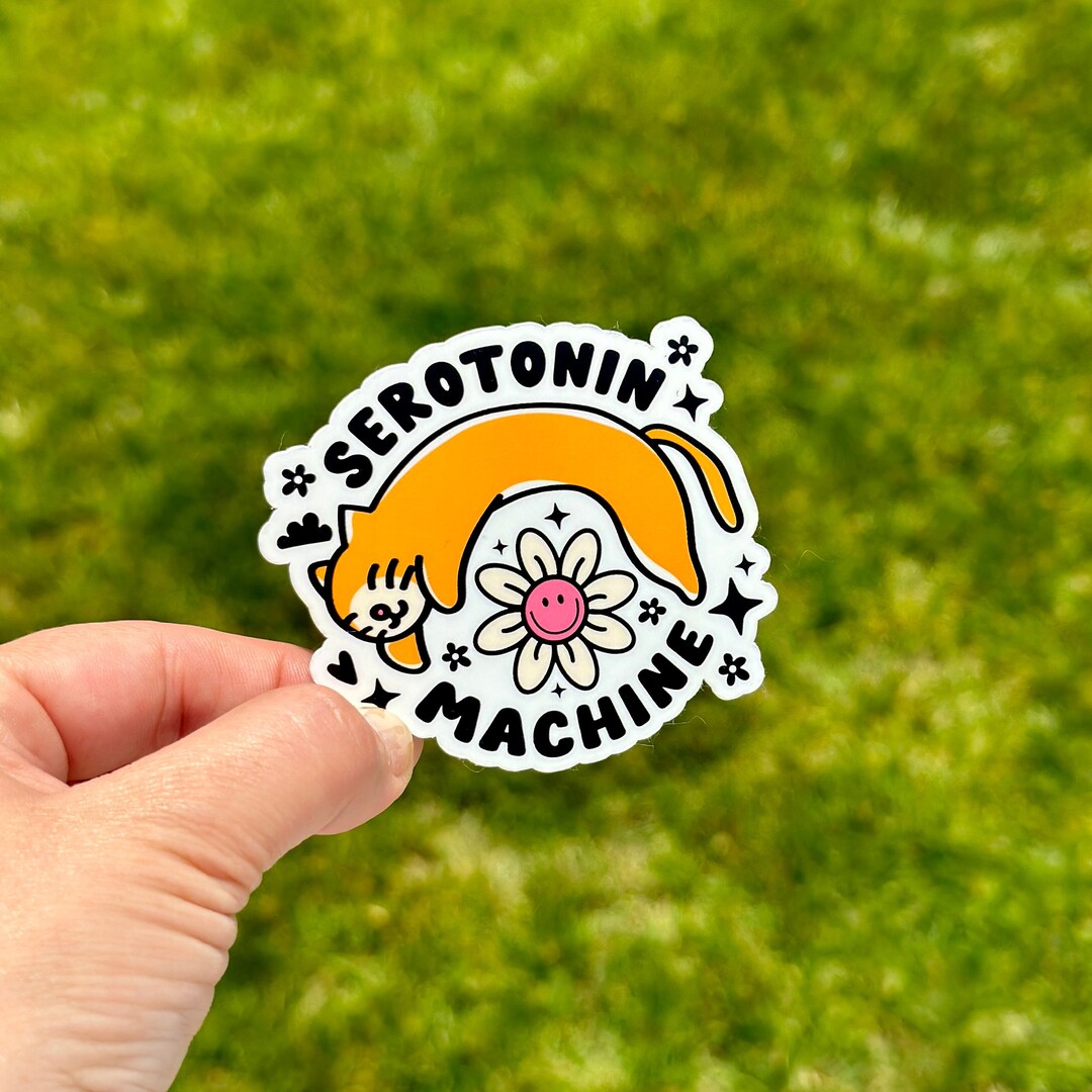 Serotonin Machine Sticker, Cat Lover Present, Cat Mom Antidepressant ...