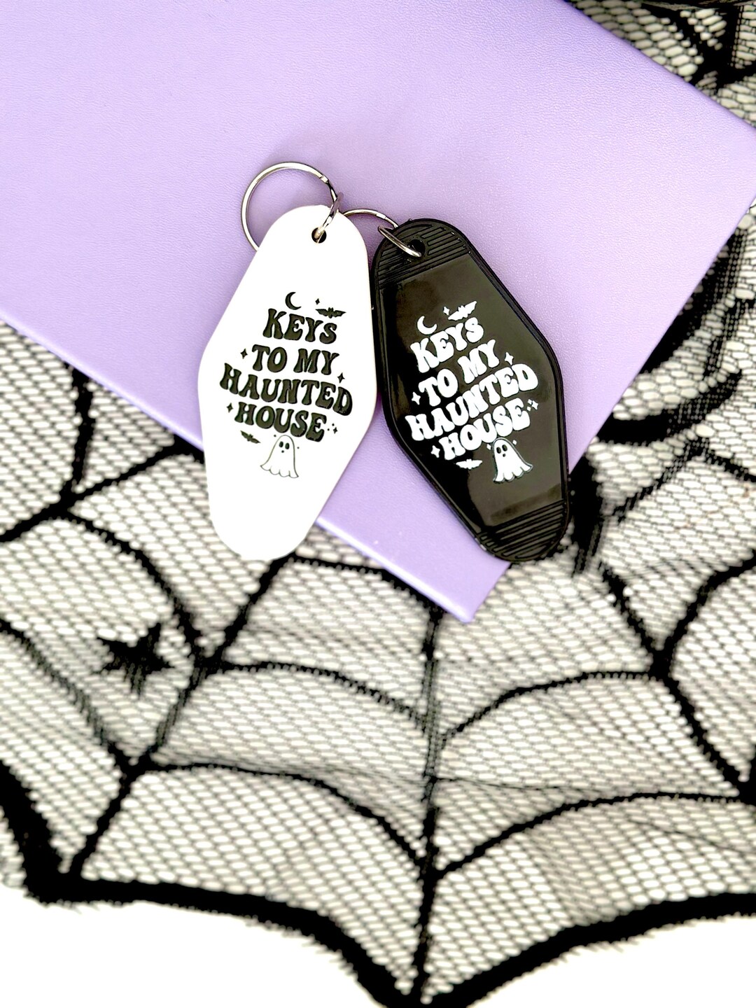 Haunted House Keychain, Spooky Accessories, Halloween Motel Keychain ...