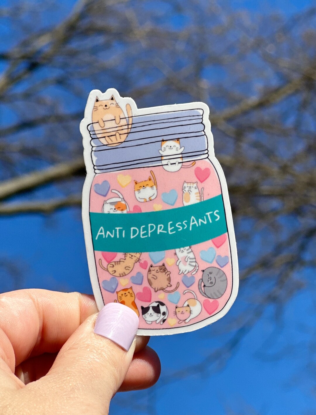 Cute Cat Mom Antidepressant Sticker, Self Care Gift, Water Bottle ...