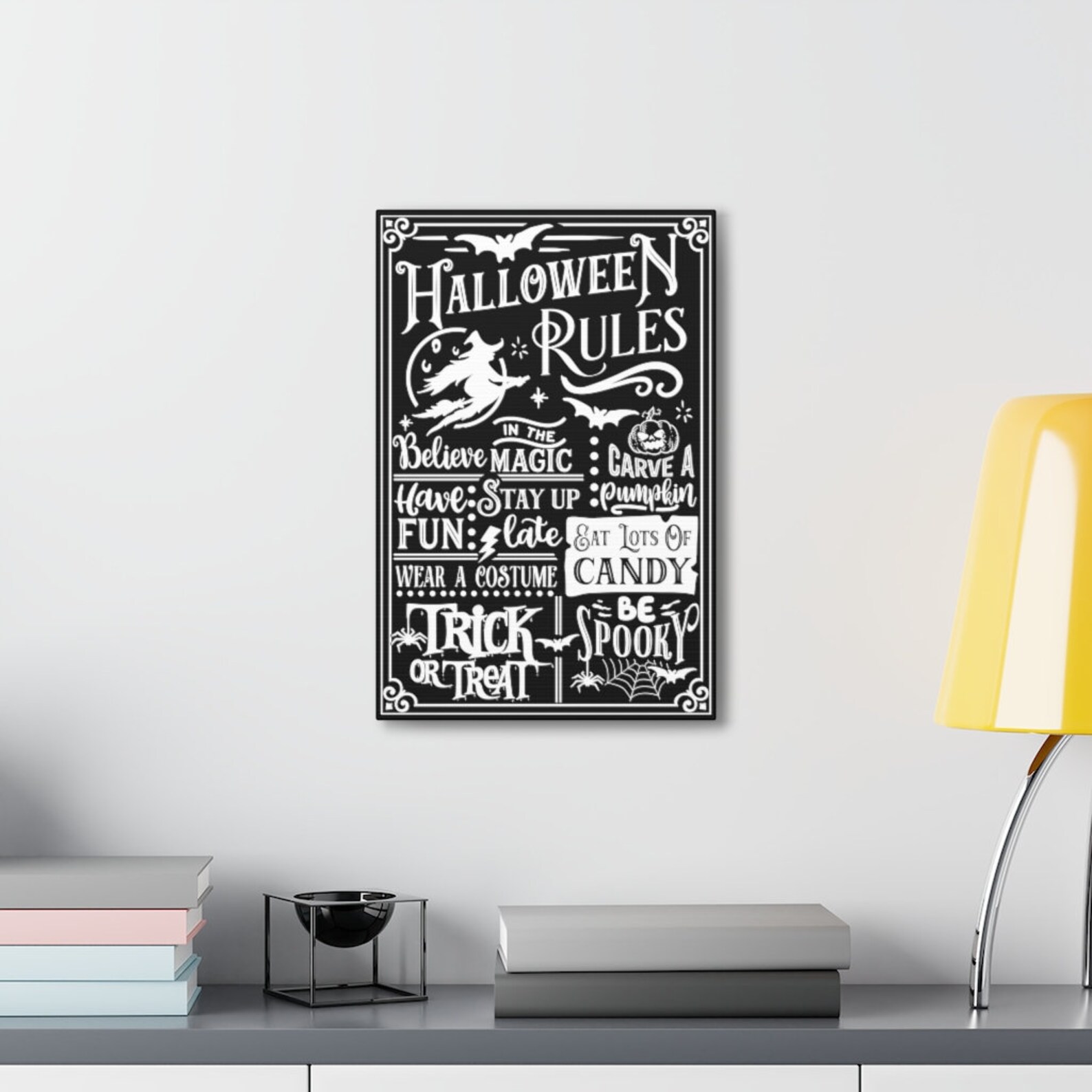 Halloween Rules Haunted Canvas Print Decor - Etsy