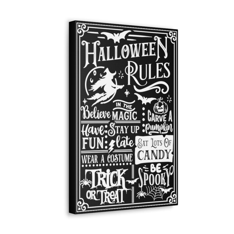 Halloween Rules Haunted Canvas Print Decor - Etsy