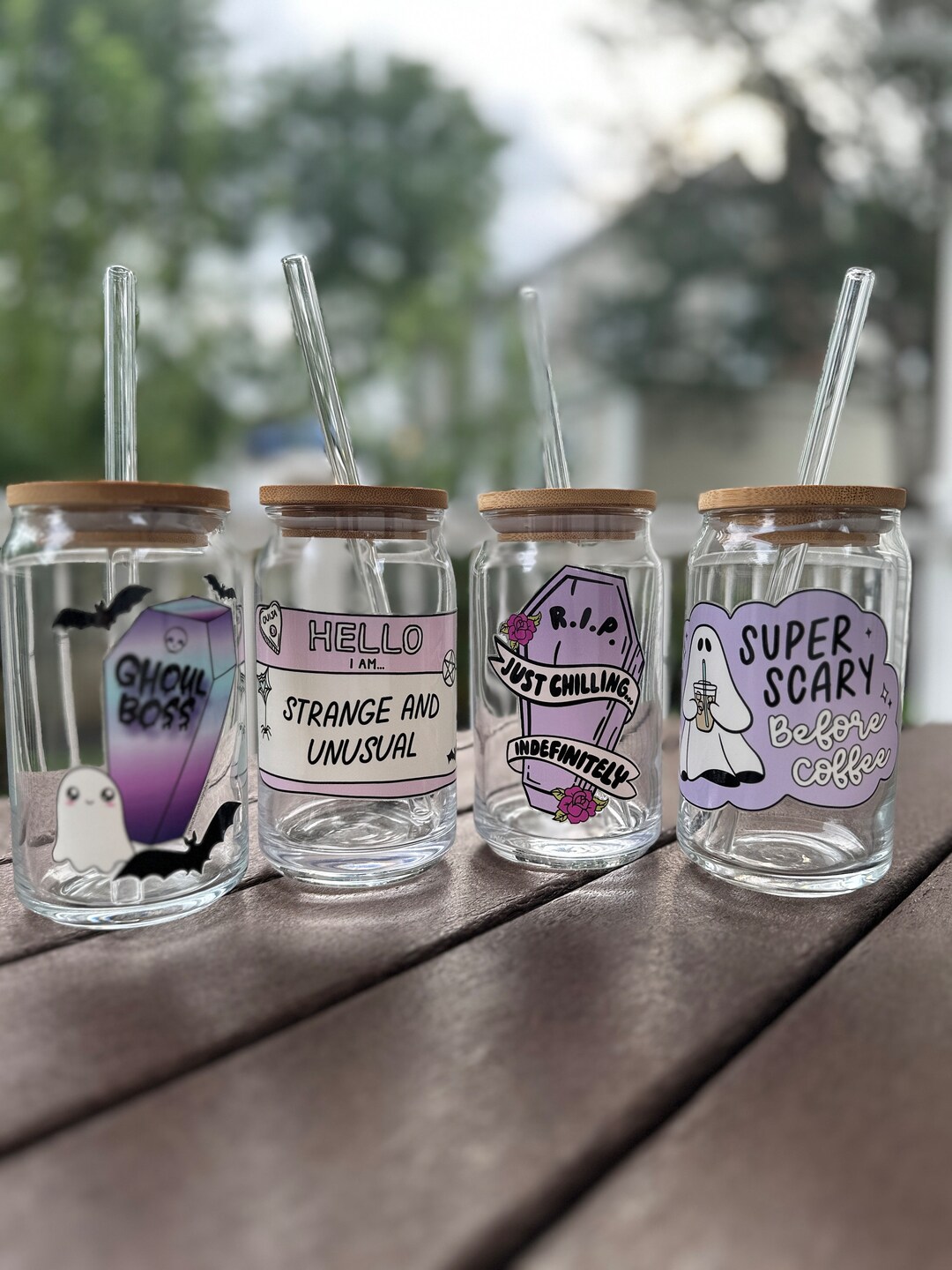 Halloween Glass Cup, Iced Coffee Cup, Fall Glass Tumbler, Super Scary ...