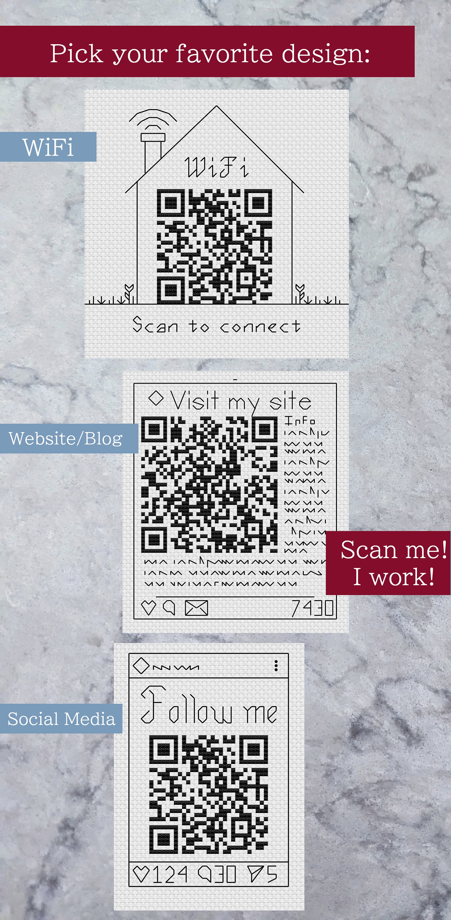 Custom QR Code Cross Stitch Pattern - Etsy
