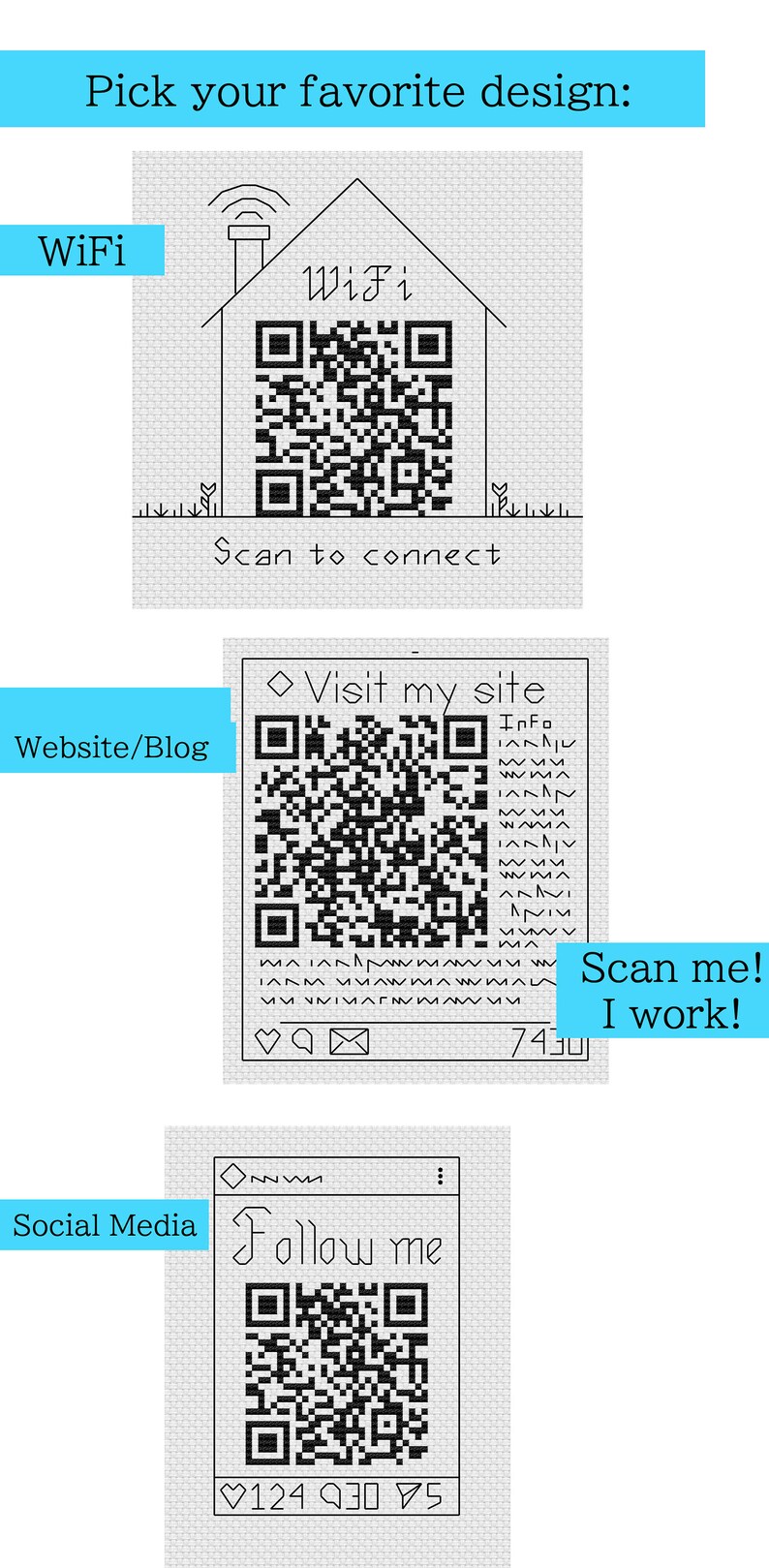Custom QR Code Cross Stitch Pattern - Etsy