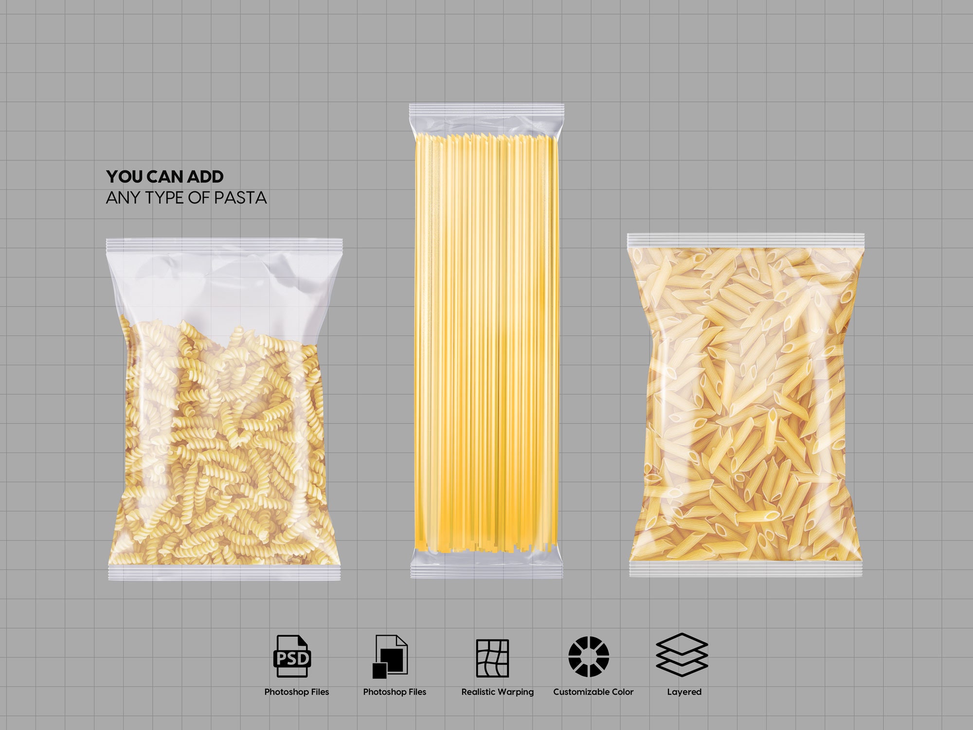 Customizable Pasta Bag Mockup, Spaghetti Mockup PSD File - Etsy