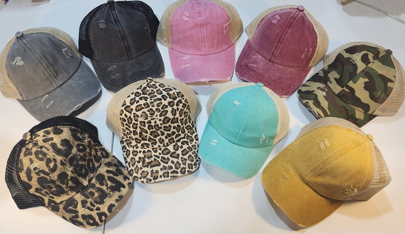 Mascara Denim Leopard Done Hat - Etsy