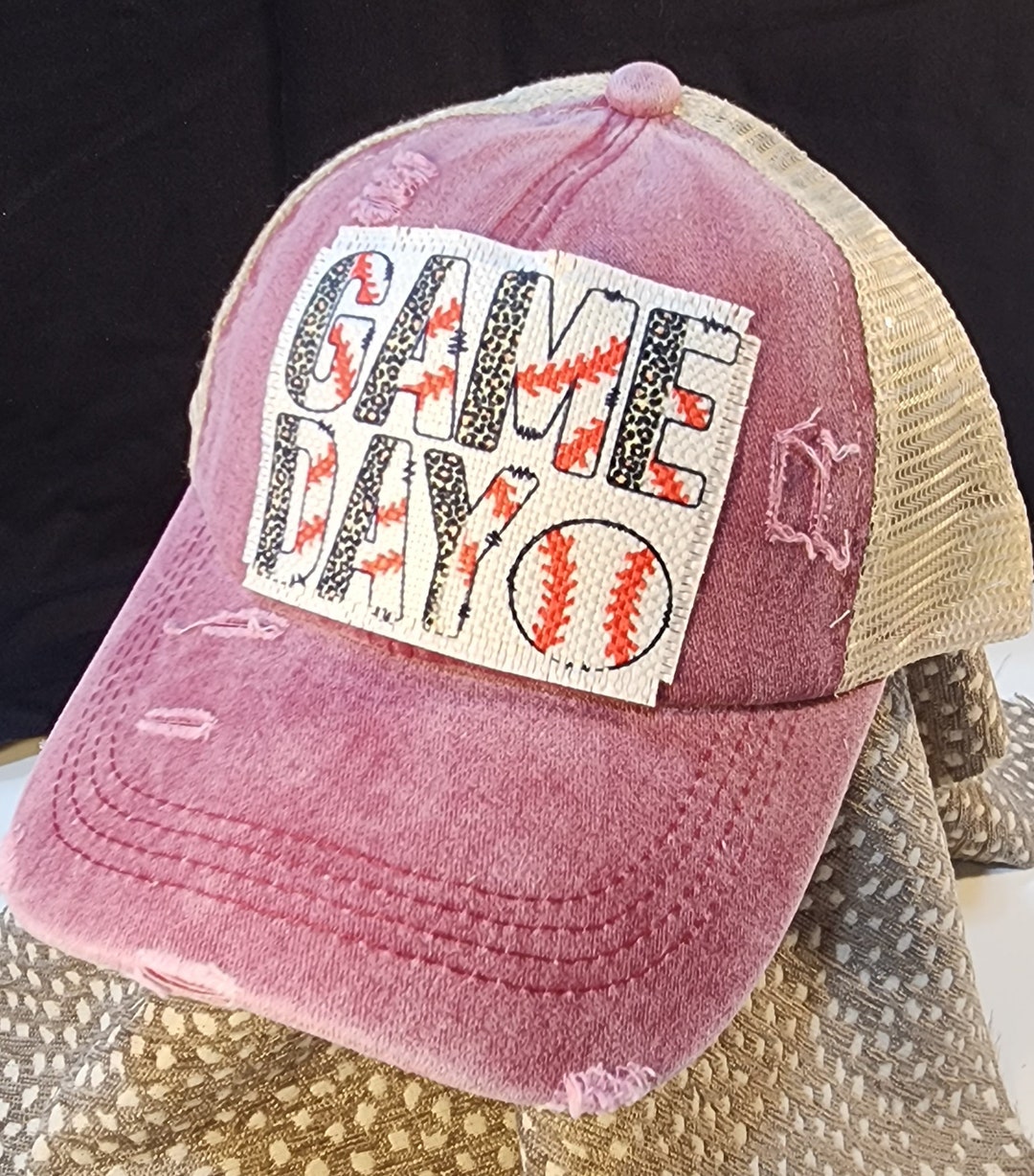 Game Day Baseball Hat - Criss Cross Ponytail - Etsy