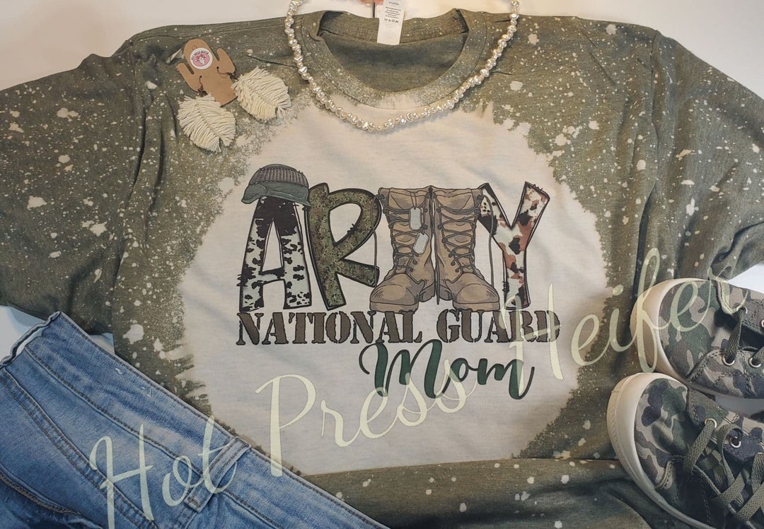 Army National Guard Mom - Sublimation Bleached Tee Shirt - Etsy