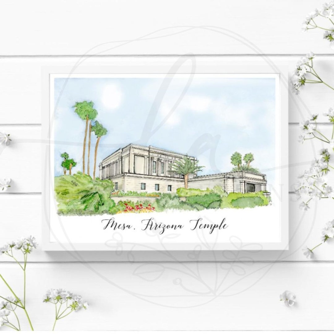 Mesa AZ Temple Print,lds Temple Art,temple Watercolor,temple Wall Decor ...