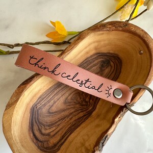 Think Celestial Leather Keychain,relief Society Gift,gift for Women, - Etsy