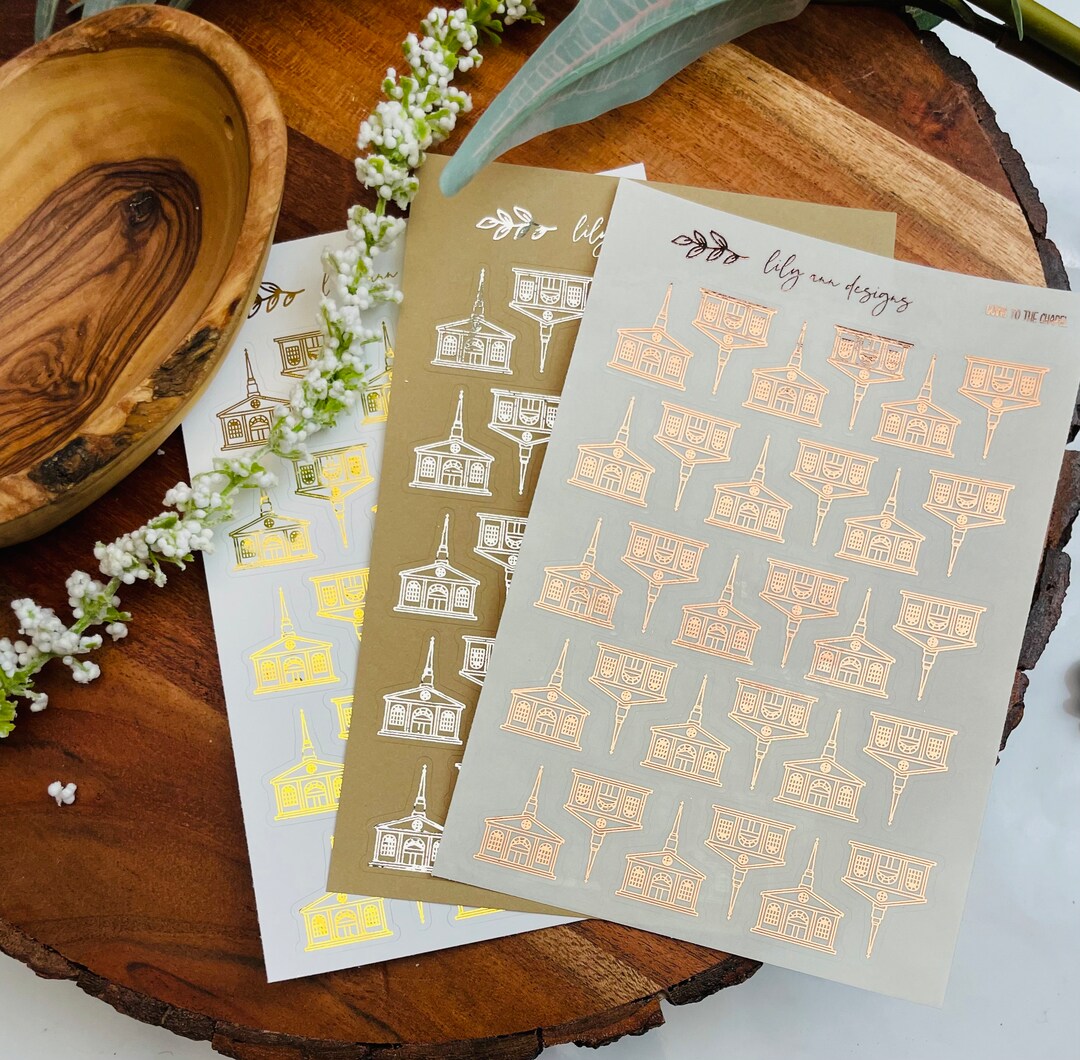 Church Foil Sticker Sheets, Planner Stickers,bible Stickers,gold Foil ...