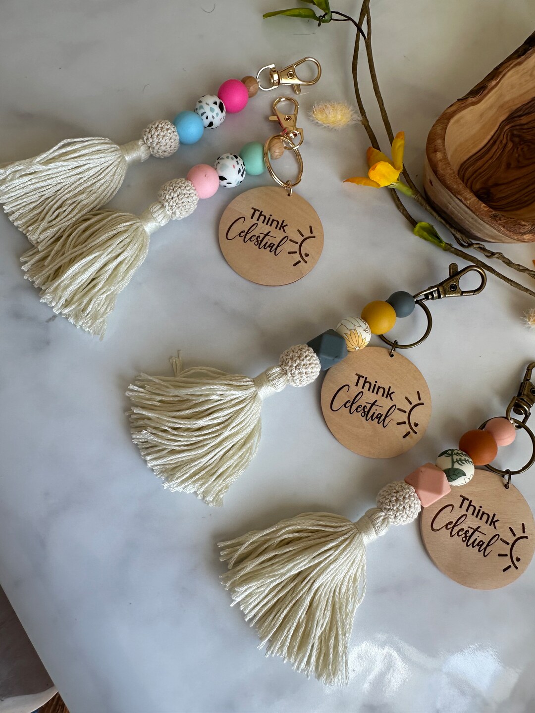 Think Celestial Beaded Keychains, Silicone Bead Keychains, Gifts for ...