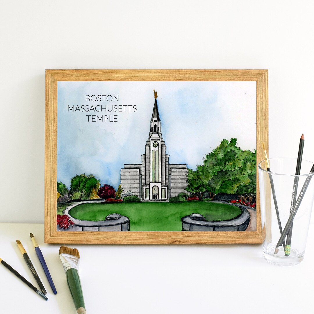 Boston Temple Print,lds Temple Art,temple Watercolor,temple Wall Decor ...