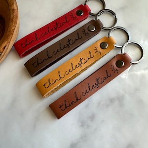 Think Celestial Leather Keychain,relief Society Gift,gift for Women, - Etsy