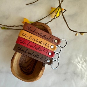 Think Celestial Leather Keychain,relief Society Gift,gift for Women, - Etsy