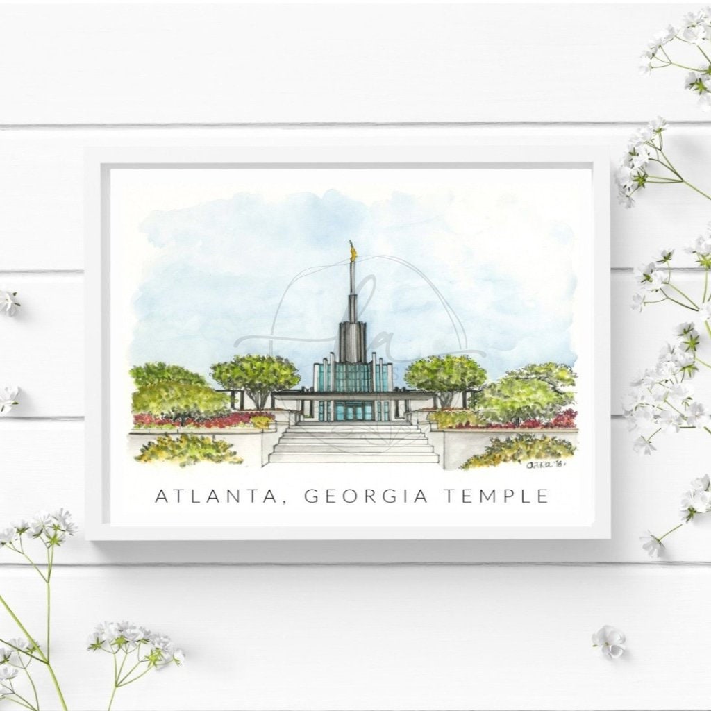 Atlanta Temple Print Lds Temple Art Temple Watercolor - Etsy