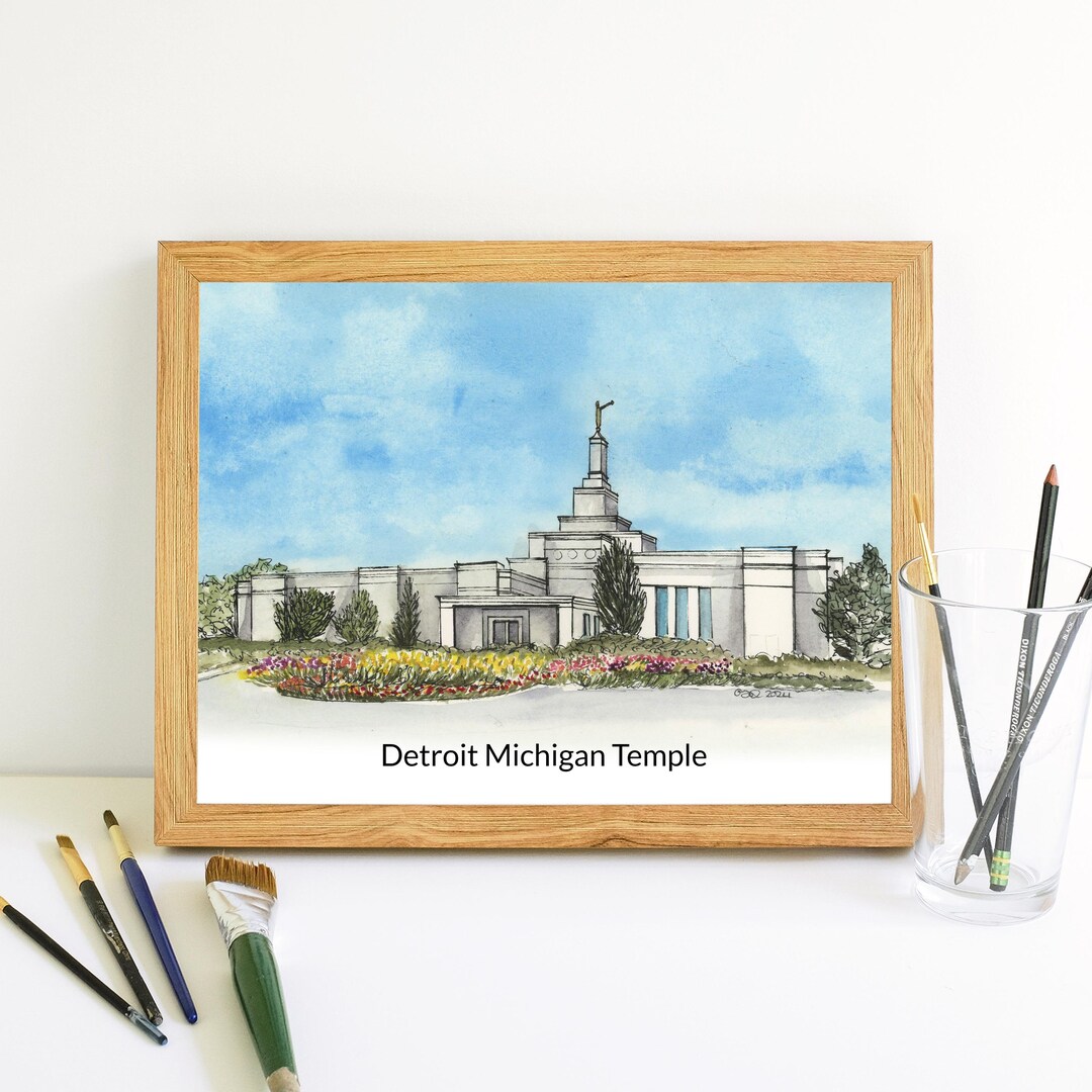 Detroit MI Temple Print,lds Temple Art,temple Watercolor,temple Wall ...