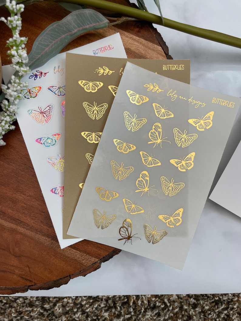 Butterfly Foil Sticker Sheet Planner Stickersbible - Etsy