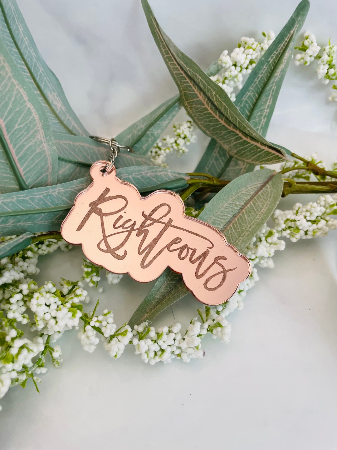 Righteous Keychain, Rose Gold Mirrored Acrylic, Christian Keychains ...