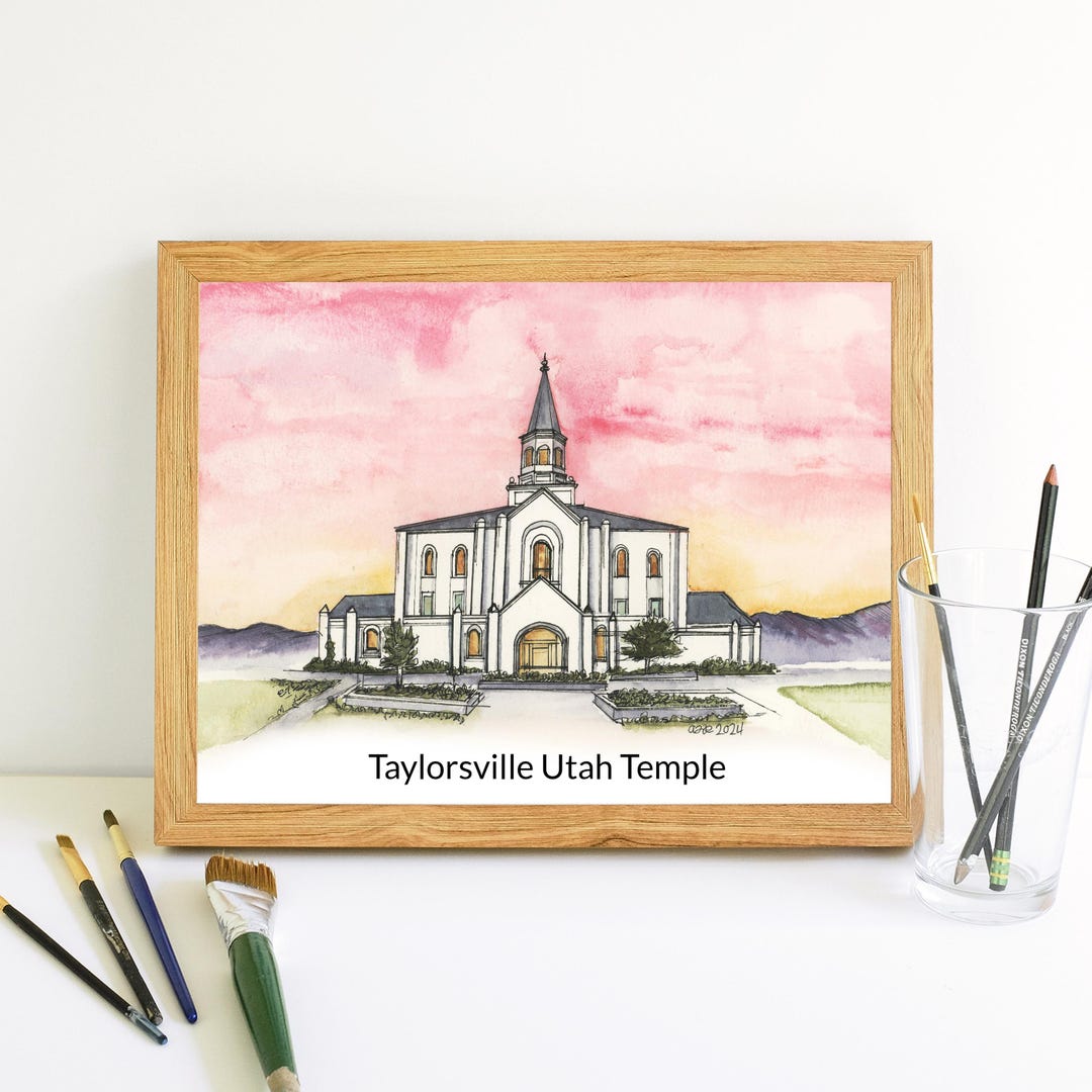 Taylorsville Temple Print,lds Temple Art,temple Watercolor,temple Wall ...