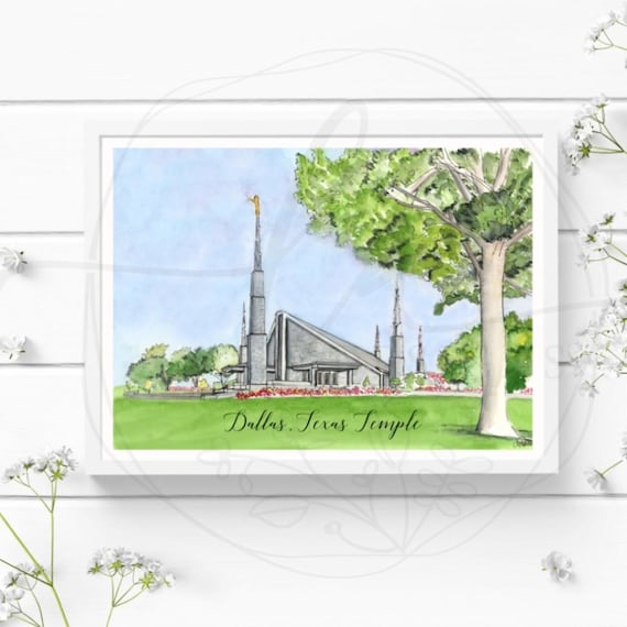 Dallas TX Temple Print Lds Temple Art Temple Watercolor - Etsy