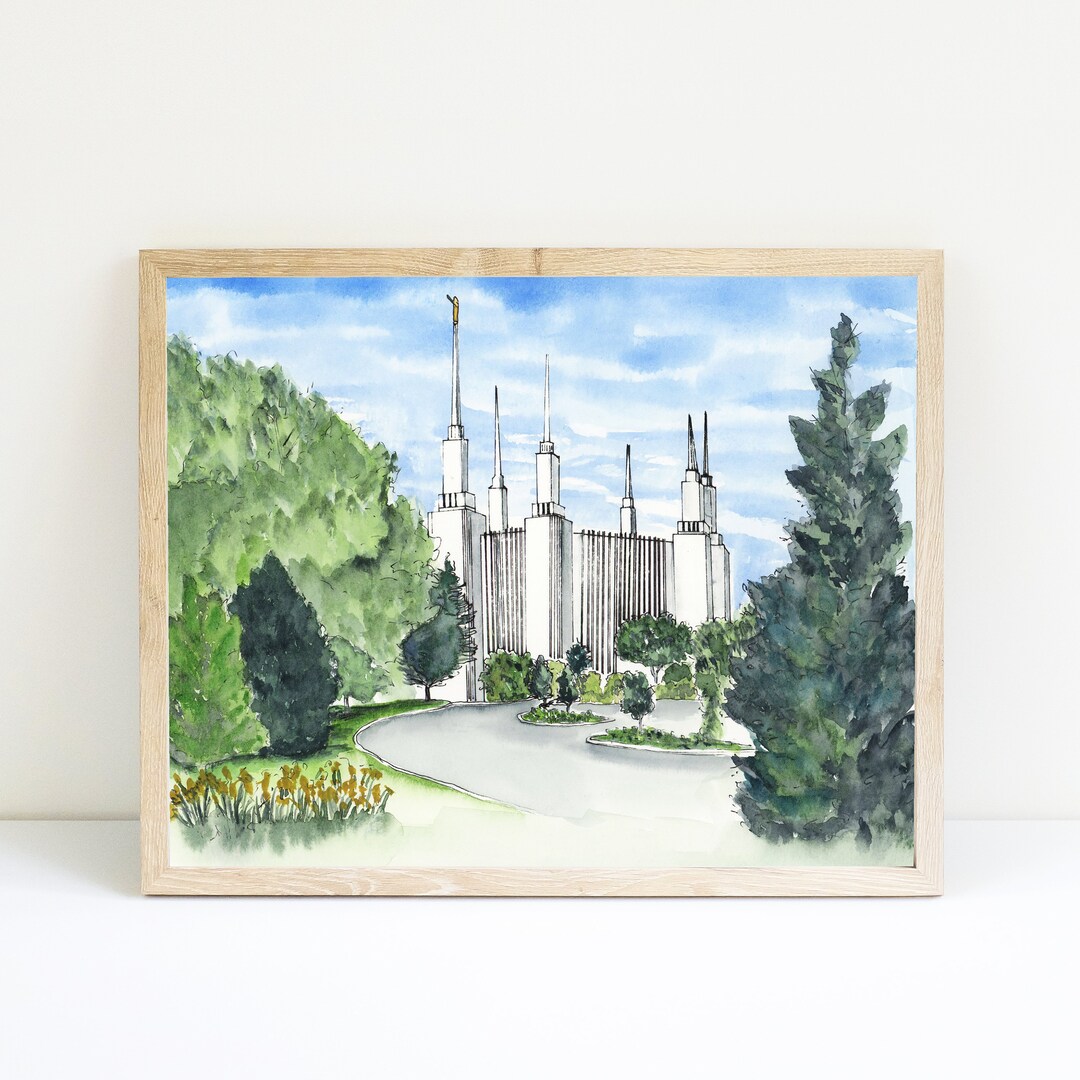 Washington DC Temple Print,lds Temple Art,temple Watercolor,temple Wall ...