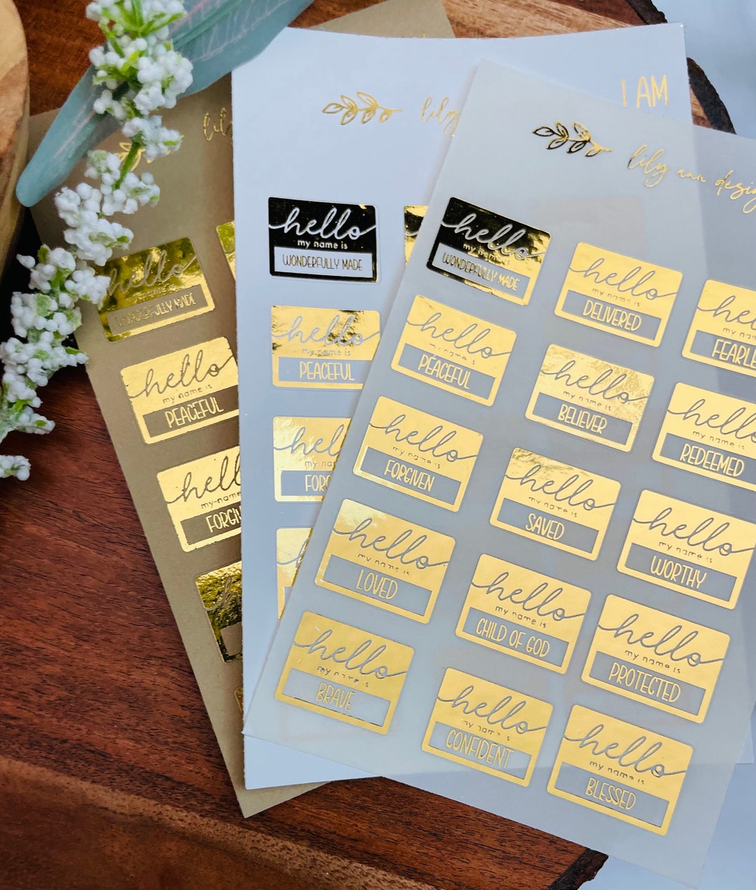 Hello I Am Foil Sticker Sheets,planner Stickers,bible Stickers,gold ...