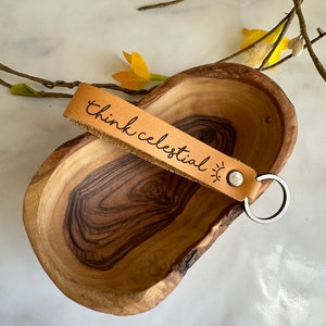 Think Celestial Leather Keychain,relief Society Gift,gift for Women, - Etsy