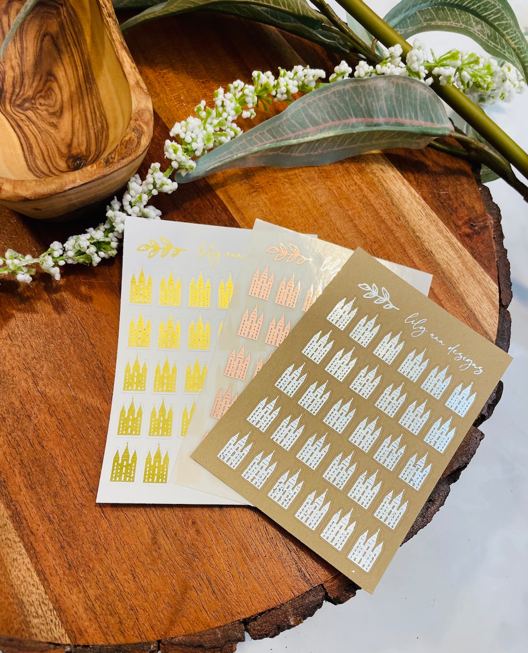 Mini Temples Foil Sticker Sheet 2 Pack , Rose Gold Foil, Silver Foil ...