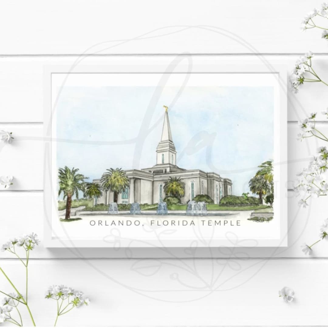 Orlando Temple Print,lds Temple Art,temple Watercolor,temple Wall Decor ...