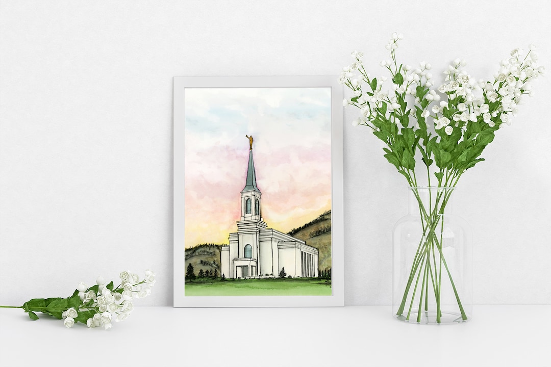 Star Valley Temple Print,lds Temple Art,temple Watercolor,temple Wall ...