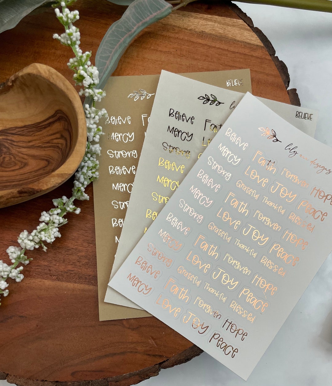 Believe Foil Sticker Sheet,planner Stickers,bible Stickers,gold Foil ...