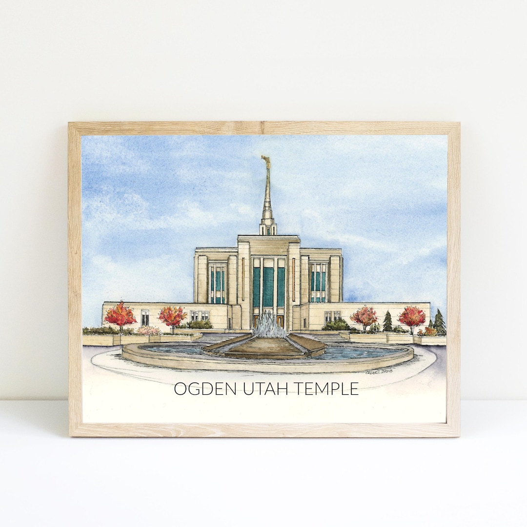 Ogden Temple Print, Lds Temple Art, Temple Watercolor, Temple Wall ...