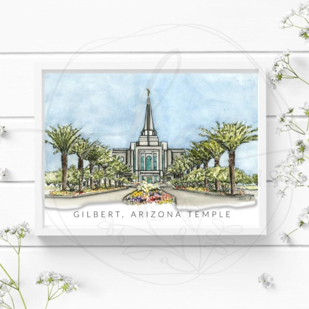 Gilbert AZ Temple Print,lds Temple Art,temple Watercolor,temple Wall ...
