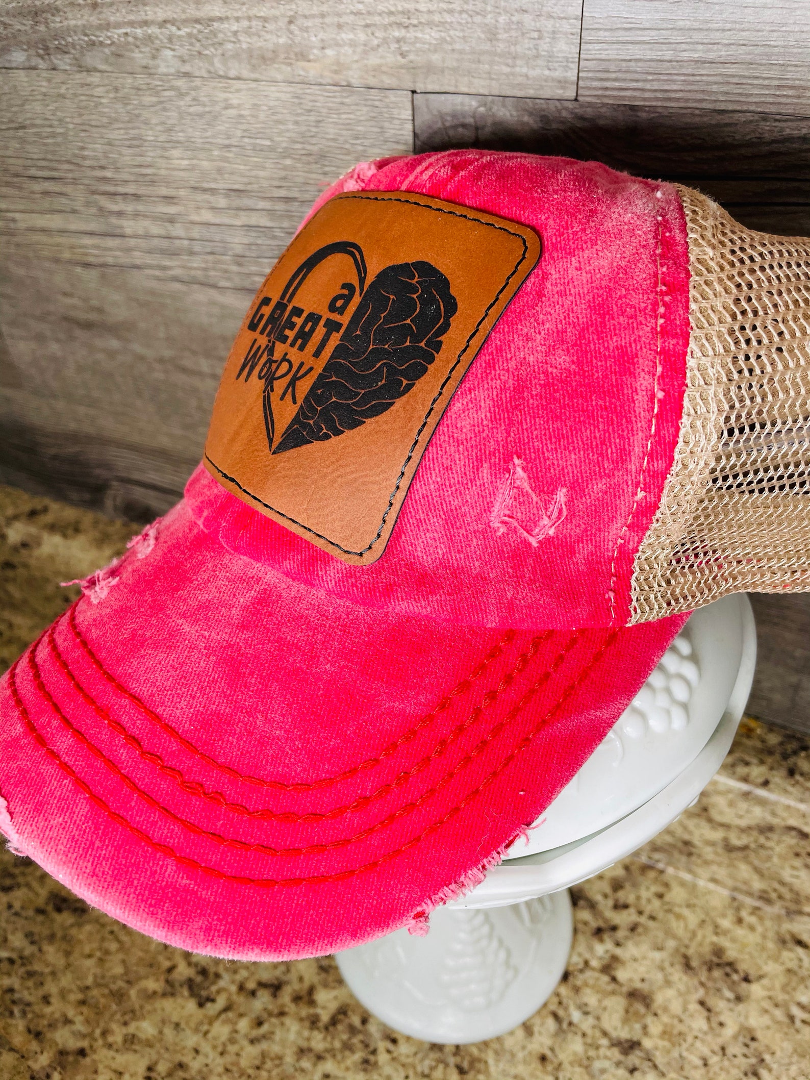 A Great Work Cc Ponytail Hat, Womens Cc Hat, Leatherette Patch ...