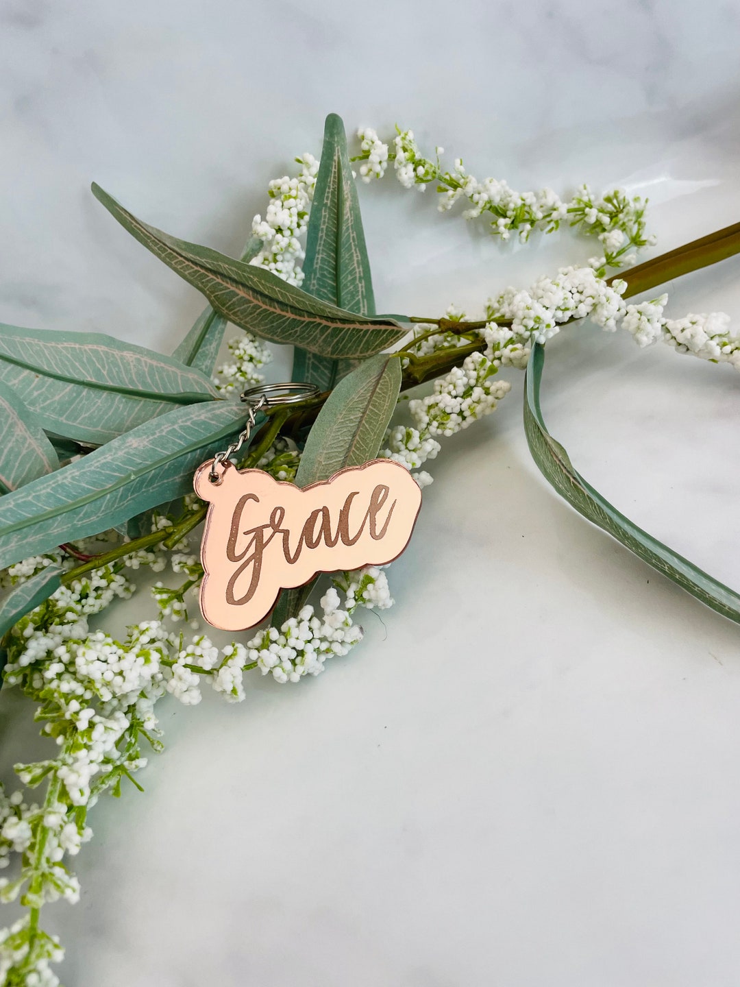 Grace Keychain, Rose Gold Mirrored Acrylic, Christian Keychains ...
